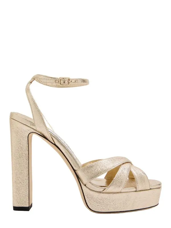 JIMMY CHOO Kove Metallic Brilliance Platform Sandals - Silver