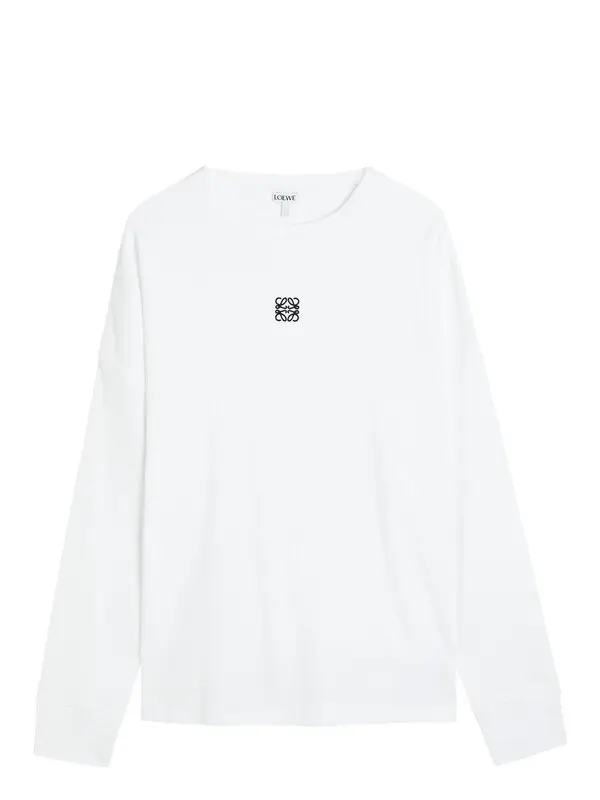 Loewe Logo-embroidered Long-sleeve Cotton T-shirt - White