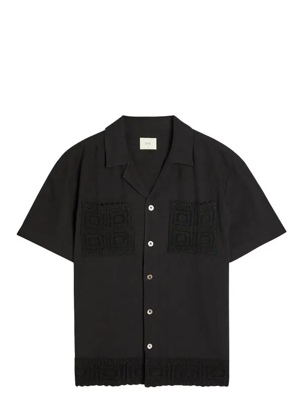 CHE Inigo Crot-trim Cotton And Linen-blend Shirt - Black