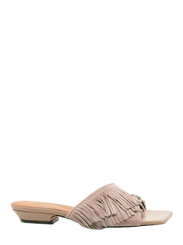 SERGIO MORETTI FIRENZE Fringed Suede Sandals - Neutrals