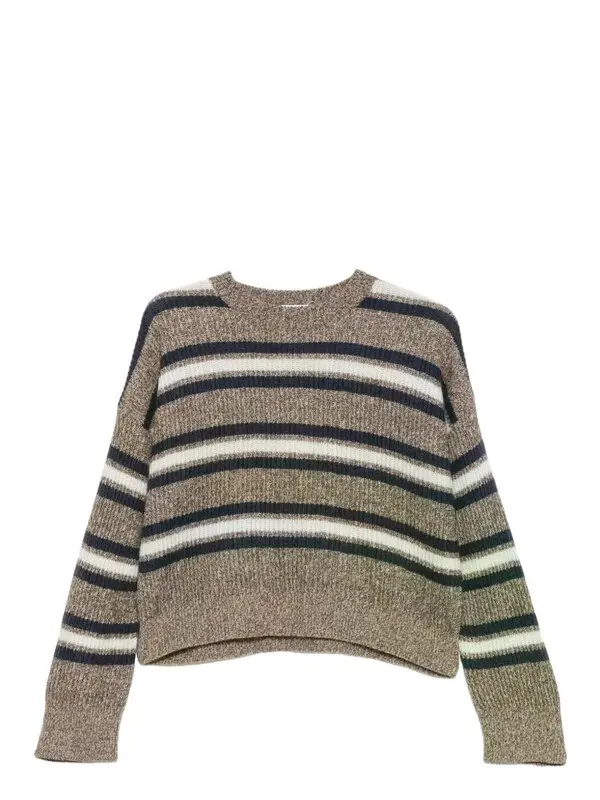 Brunello Cucinelli Striped Crew Neck Sweater - Brown