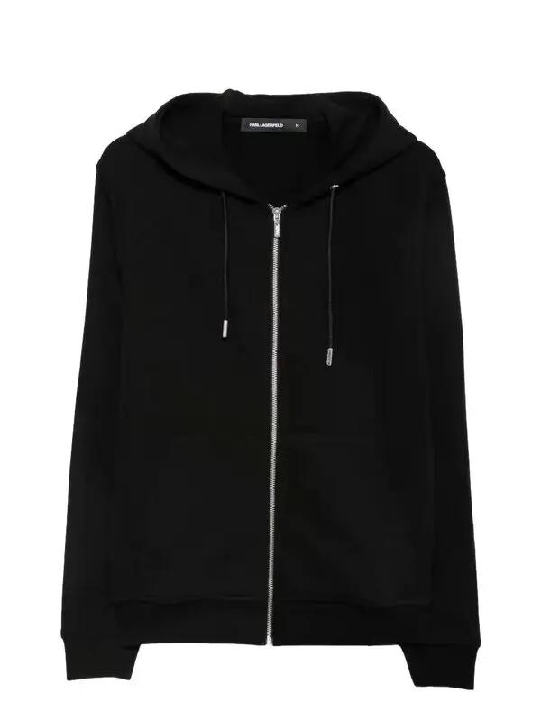 Karl Lagerfeld Zip-up Drawstring Hoodie - Black