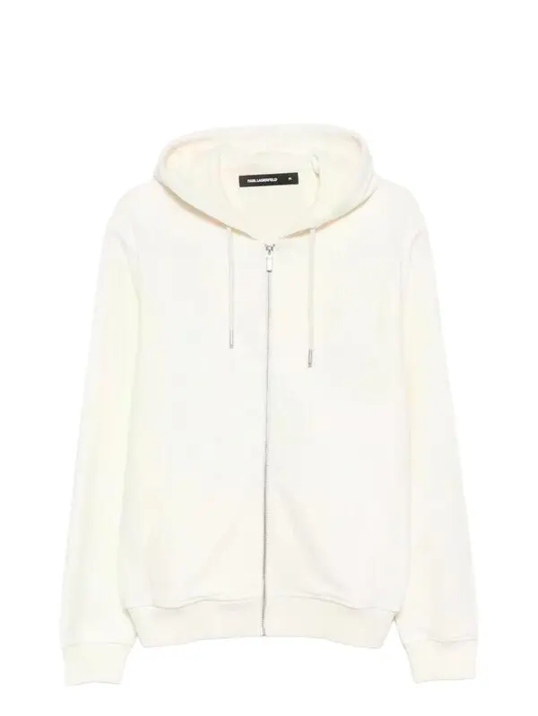 Karl Lagerfeld Zip-up Hoodie With Embossed Logo - Neutrals