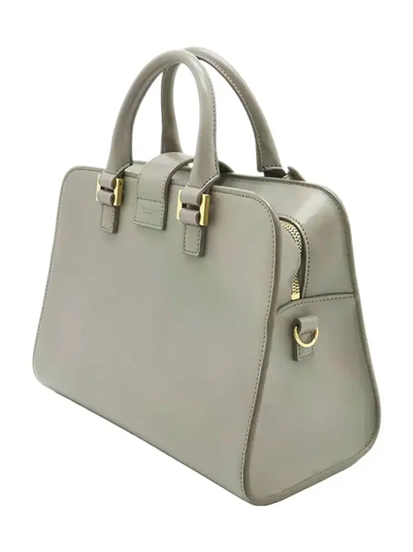 Saint Laurent Baby Leather Monogram Cabas Satchel - Grey