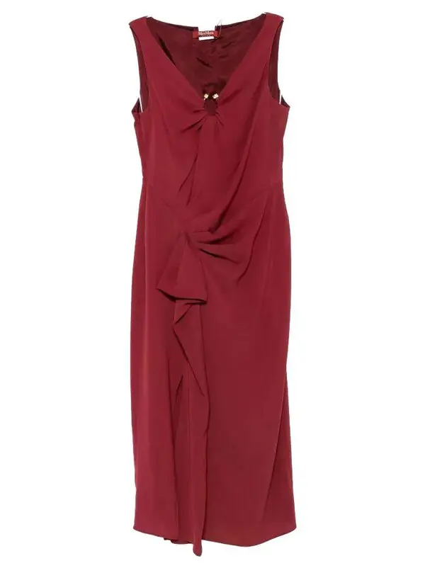 Max Mara Draped V-neck Midi Dress - Red