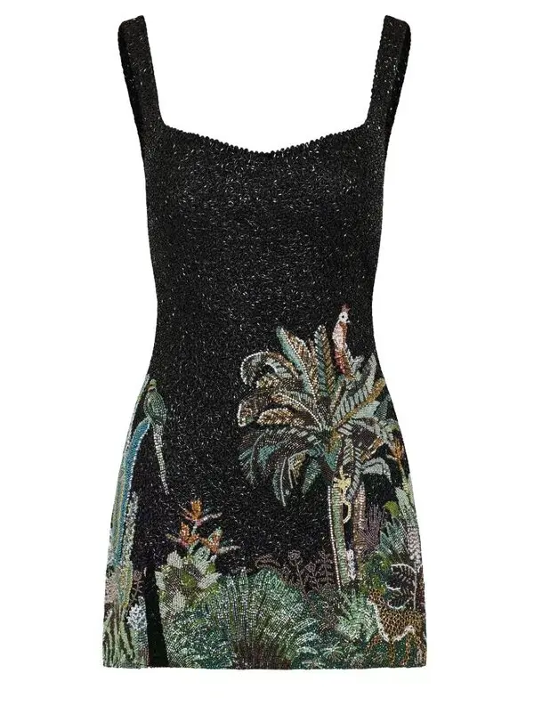CLIO PEPPIATT Embellished Tropical Mini Dress - Black