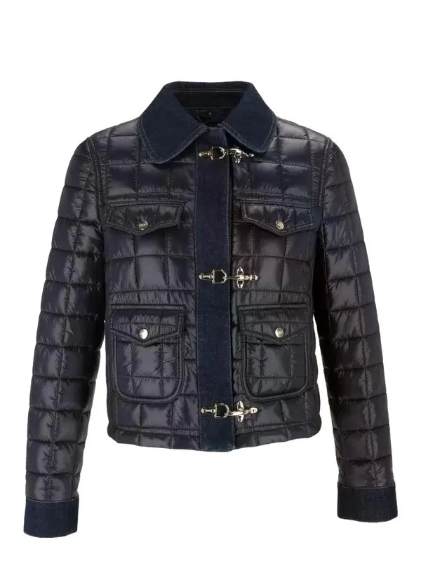 FAY Quilted Jacket With Denim Details - Blue