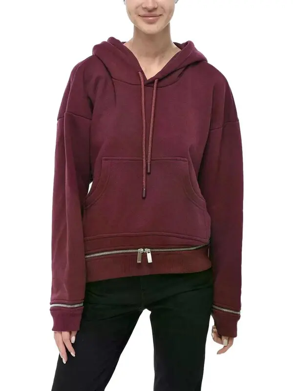 Off-White Zip-hem Drawstring Hoodie - Red