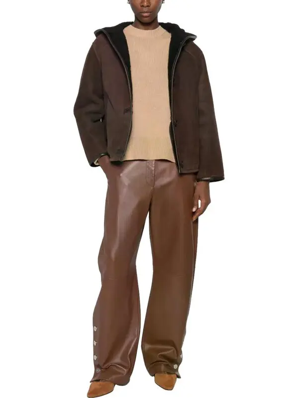 YVES SALOMON Hooded Shearling-lined Jacket - Brown