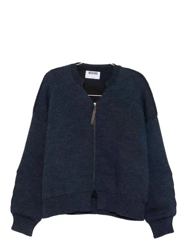 Moschino Zip-up Jacket With Ribbed Cuffs And Hem - Blue