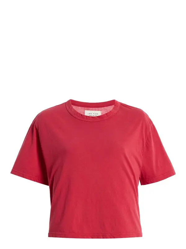 LES TIEN Cropped Cotton T-shirt - Red