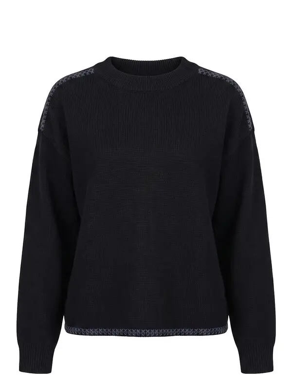 TANTRA SPAIN SL Oversized Knit Sweater With Topstitching Detail - Black