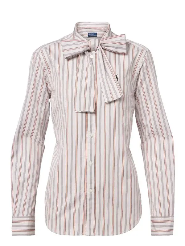 Polo Ralph Lauren Striped Cotton Poplin Shirt With Bow Detail - Multicoloured