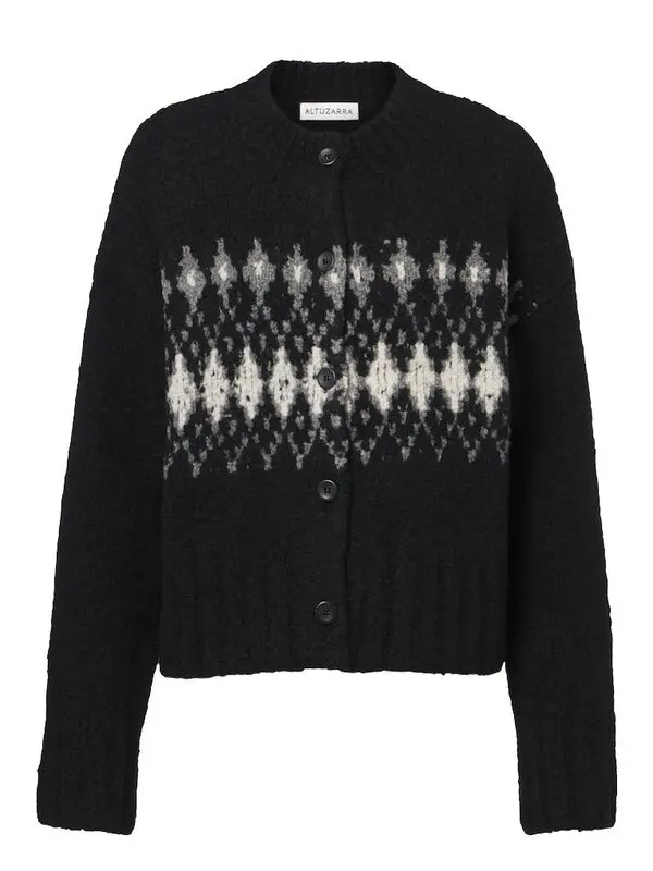 Altuzarra Fair Isle Wool Cardigan - Black