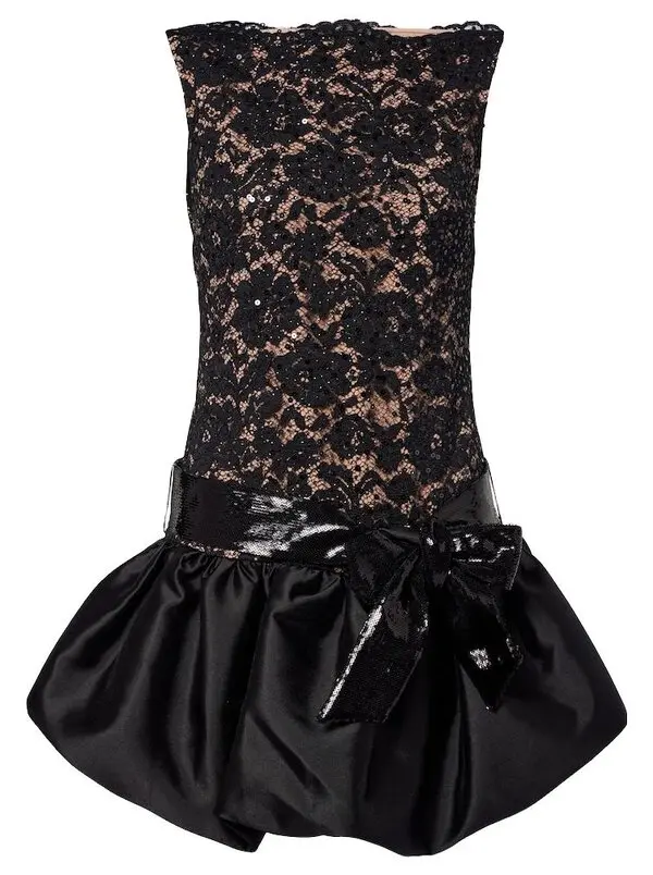 SELF-PORTRAIT Lace And Taffeta Minidress - Black