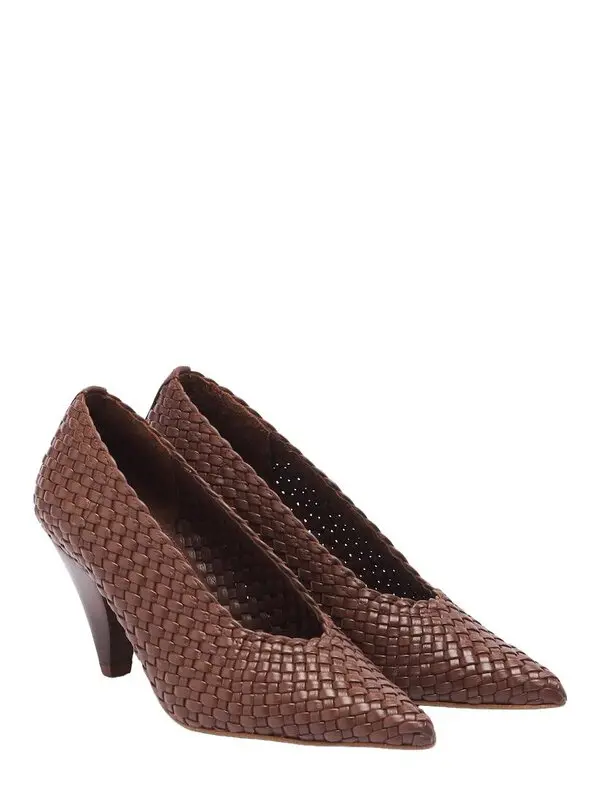 SOULIERS MARTINEZ Samia Woven Leather Pumps - Brown