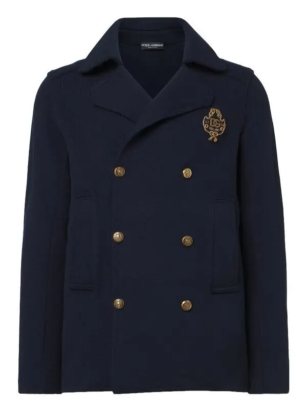 Dolce & Gabbana Double-breasted Knitted Cotton Blazer - Blue