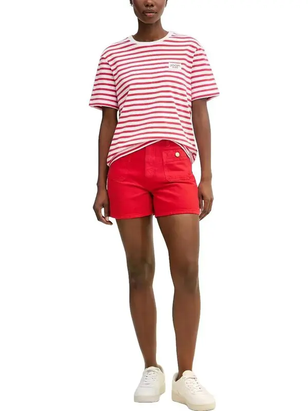 JOOP! Striped Cotton T-shirt With Logo Patch - Red