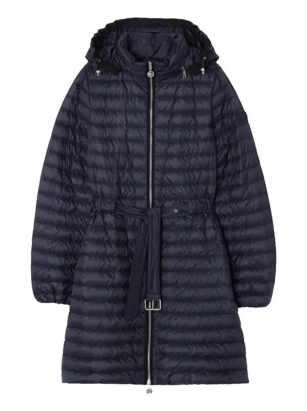 Burberry Padded Nylon Hooded Coat With House Check Lining - Navy