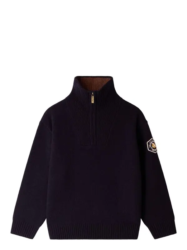 Bonpoint Wool Quarter-zip Sweater - Navy