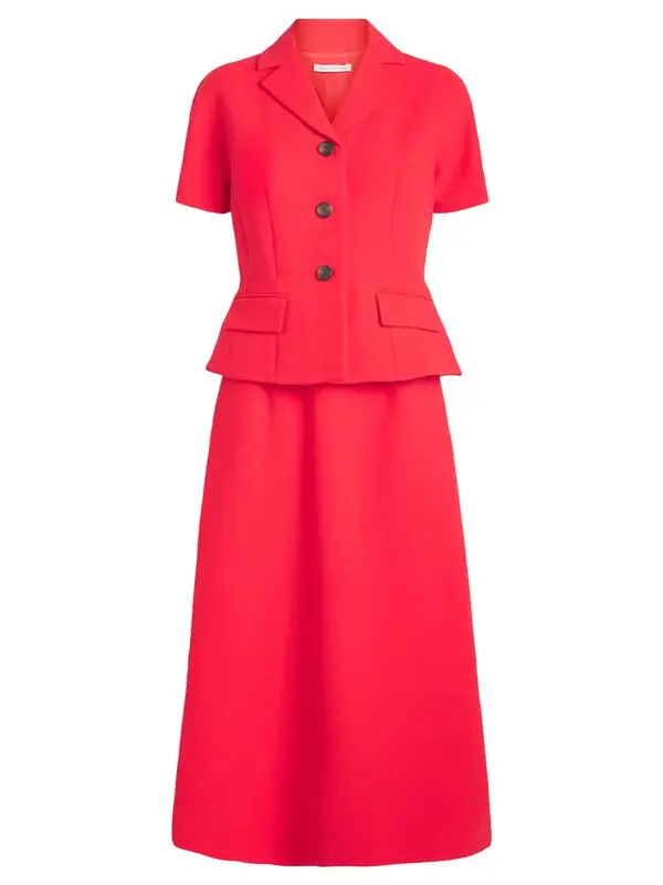 EMILIA WICKSTEAD Wool Alexina Midi Dress - Red