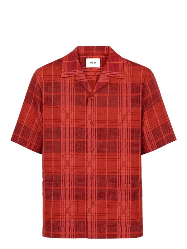 Nn07 Ben Checked-jacquard Woven Shirt - Red