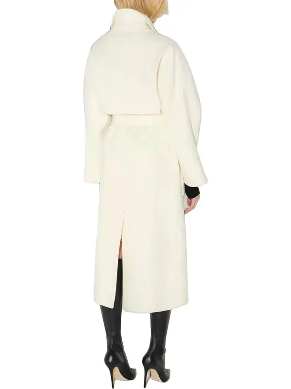 Elisabetta Franchi Wool Double Cloth Coat - Neutrals