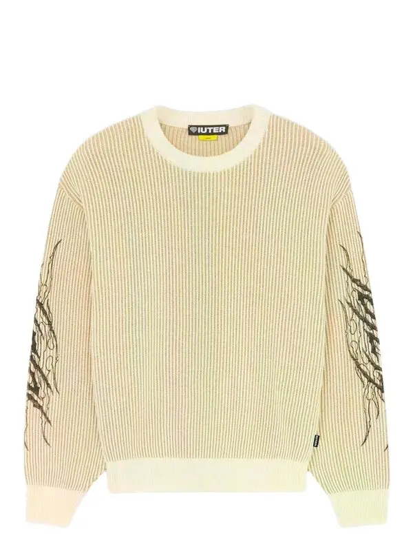 IUTER Iuuter Ribbed-knit Graphic-print Long-sleeve Sweater - Neutrals