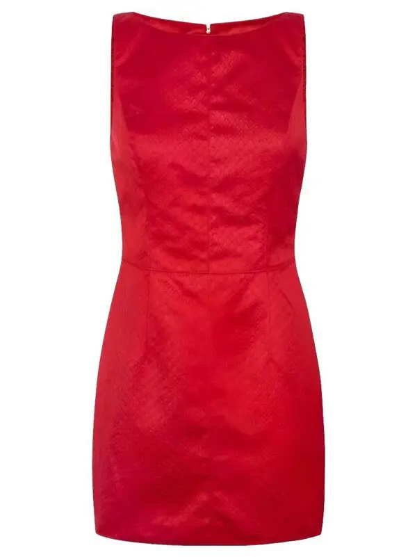 Elisabetta Franchi Taffeta Fish Scale Pattern Mini Dress - Red