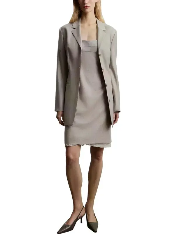 12 STOREEZ Belted Wool Blazer - Neutrals