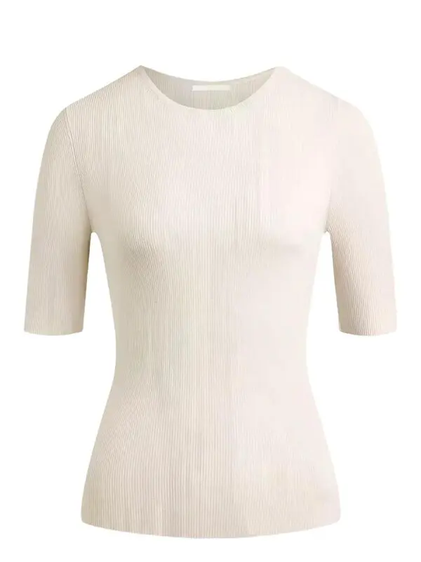 12 STOREEZ Souffle Ribbed-knit Top - Neutrals