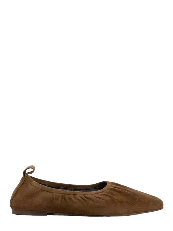 12 STOREEZ Gathered Suede Ballet Flats - Brown