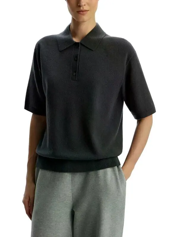 12 STOREEZ Short Sleeve Polo Top - Grey