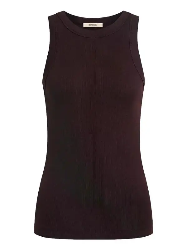 12 STOREEZ Ribbed Racer Back Tank Top - Brown