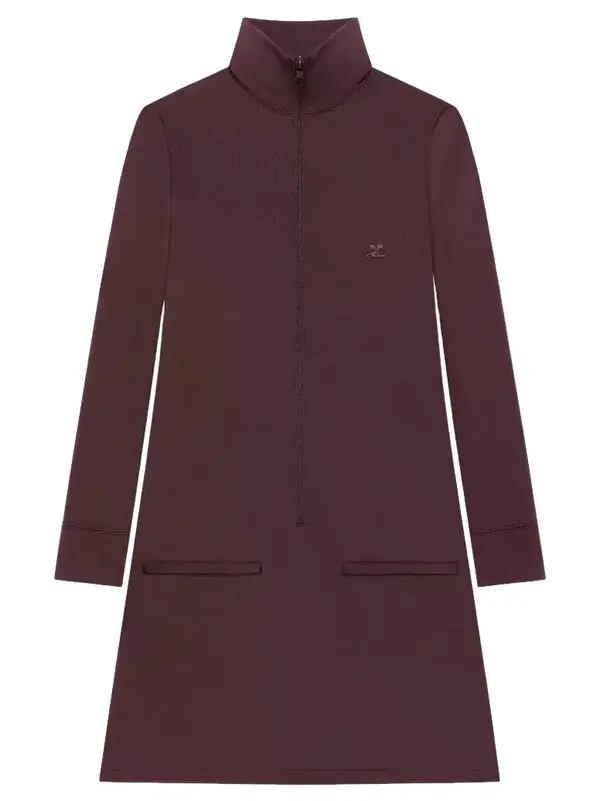 COURREGES Zipped Long-sleeved Mini Dress - Red