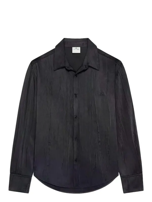 COURREGES Crinkled Satin Shirt - Black
