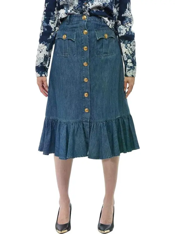Valentino Garavani Ruffled Button-front Midi Skirt - Blue