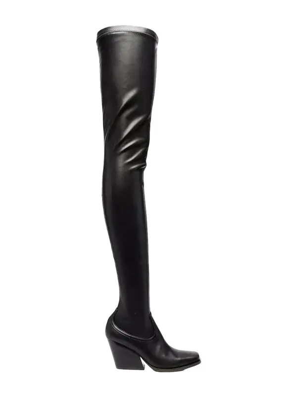 Stella McCartney Faux Leather Stretch Thigh-high Boots - Black