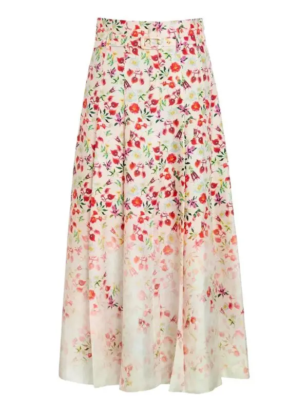 Gabriela Hearst Floral Print Midi Skirt - Neutrals