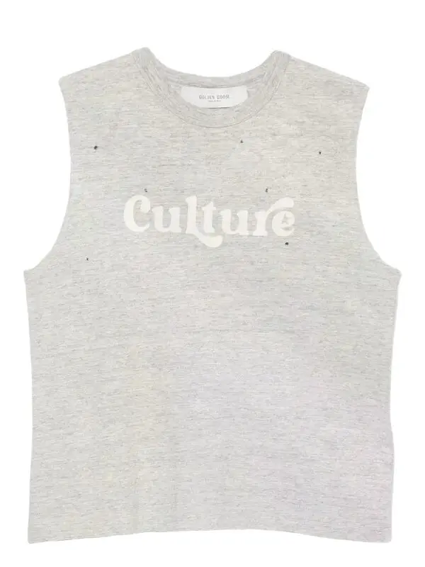 GOLDEN GOOSE Roberta Sleeveless Slogan-print T-shirt - Grey