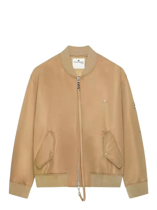 COURREGES Logo Embroidered Bomber Jacket - Neutrals