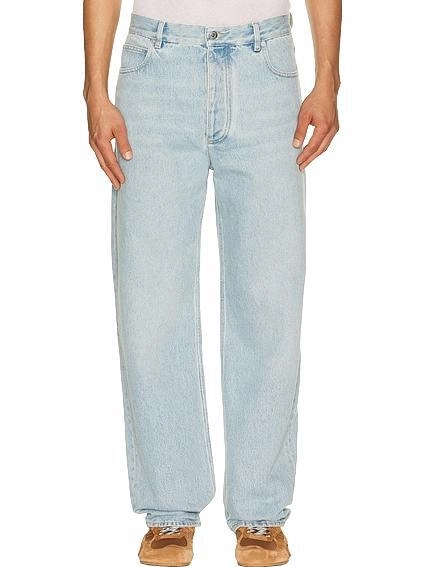 Bottega Veneta Sky Bleached Intrecciato Detail Wide Leg Denim - Light Bleach
