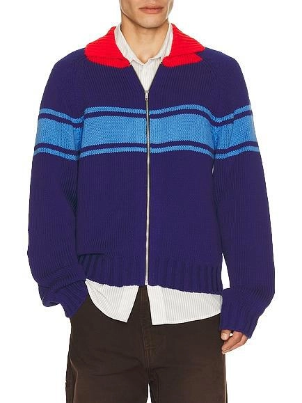 Marni Striped Zip-up Cardigan - Ocean