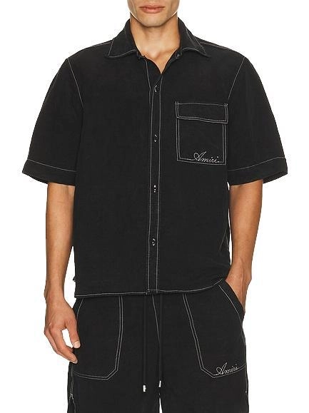 Amiri Script Linen Shirt - Black