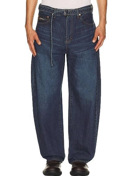 Sacai Belted Denim Jeans - Blue