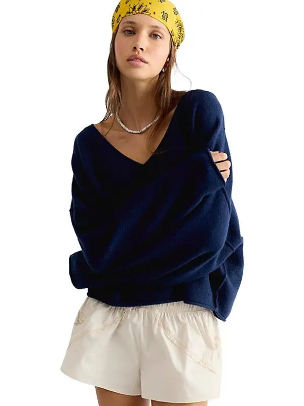 Free People See Me V-neck Pullover - Deeper Iris