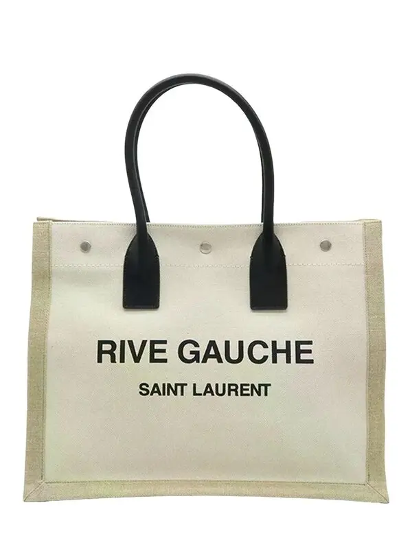 Saint Laurent Rive Gauche Small Canvas Tote Bag - Neutrals