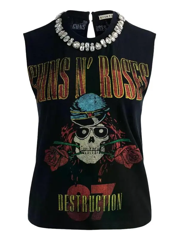 Alice + Olivia Micah Crystal-embellished Tank Top - Black
