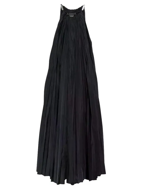 Max Mara Pleated Crystal-embellished Maxi Dress - Black