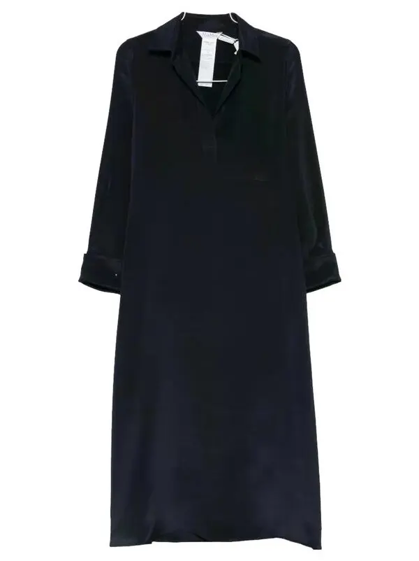 Max Mara Silk Midi Dress With Slit Sleeves - Blue